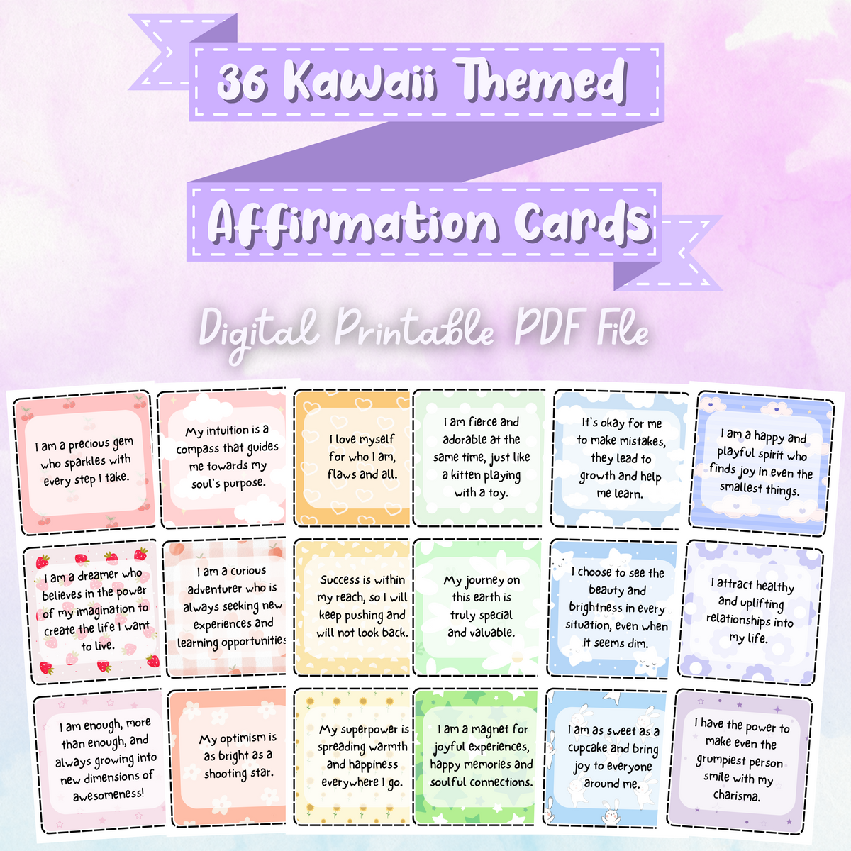 Kawaii Affirmation Printable Cards – UwU Vibes
